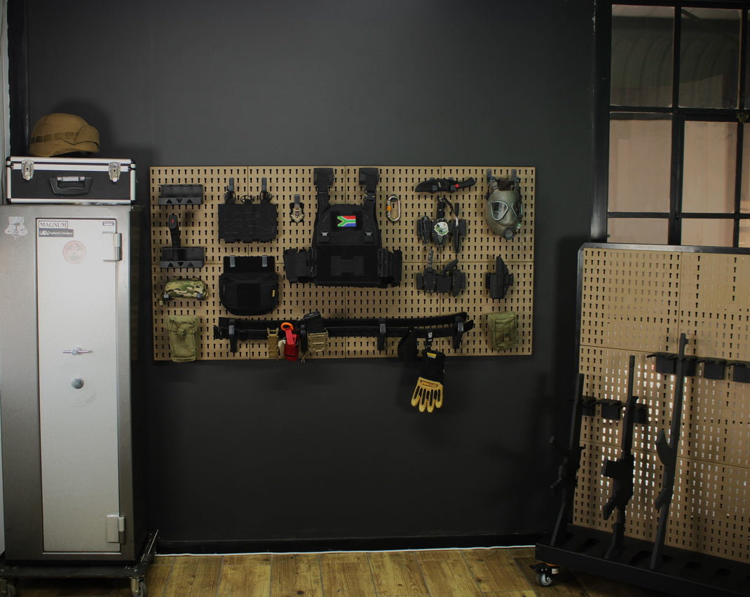 Tactical gear display- Pegboard accessories – Paladin-Armoury
